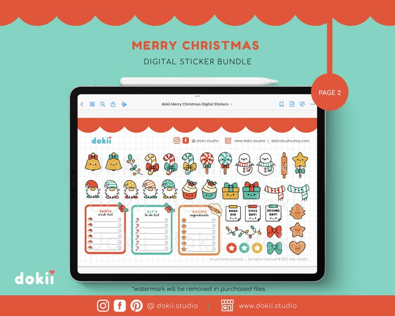 126 Cute Christmas Digital Sticker Bundle | Merry Christmas Goodnotes ...