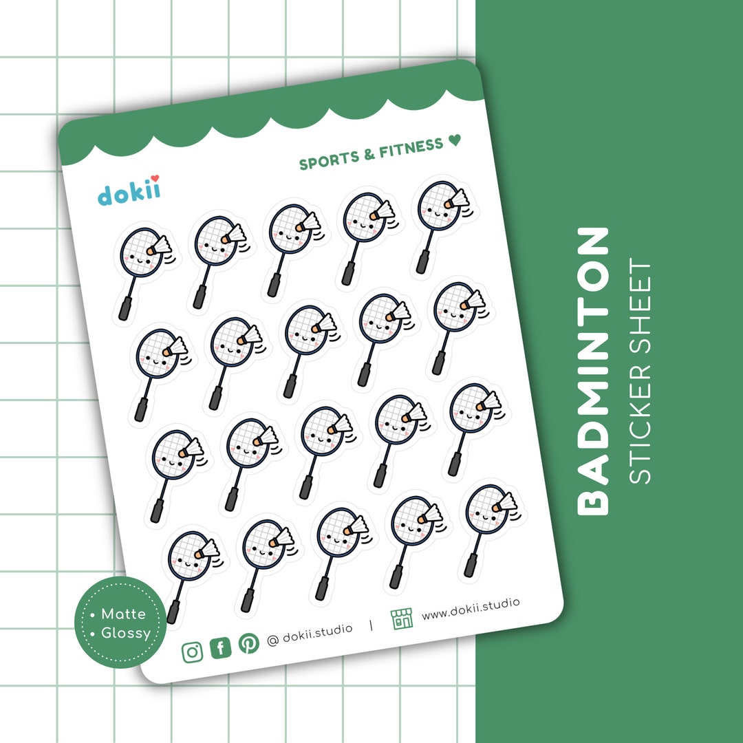 Badminton Sticker Sheet Cute Badminton Racket Stickers Sports Badminton ...
