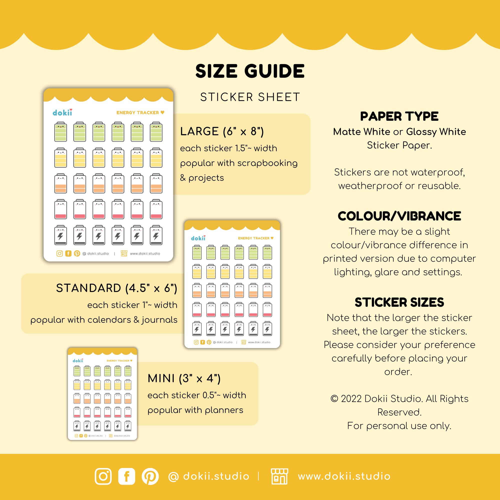30 Cute Energy Tracker Sticker Sheet | Kawaii Energy Planner Stickers ...
