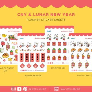 2025 Year of Snake Sticker Sheet | Cute Lunar New Year Planner Sticker ...