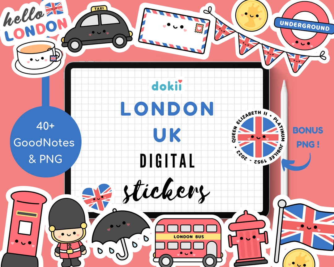 Kawaii London UK Digital Stickers, Cute United Kingdom Travel PNG ...