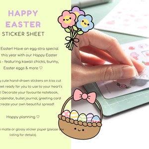 Happy Easter Sticker Sheet | Cute Easter Planner Sticker April, Easter ...