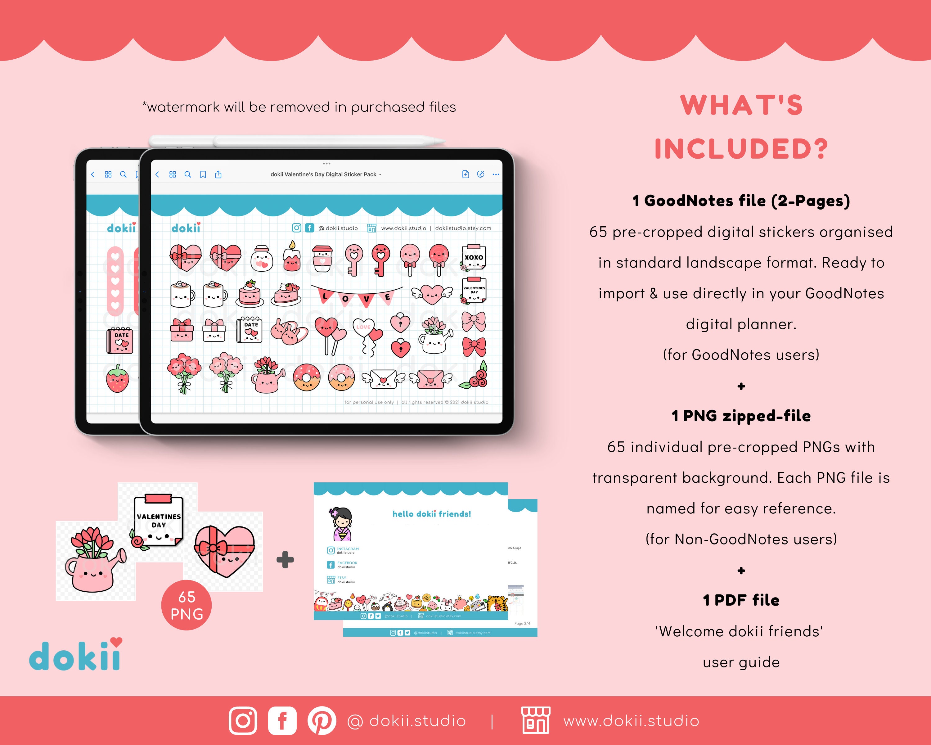 Cute Valentine's Day Digital Sticker Pack | 65+ Kawaii Valentine's ...