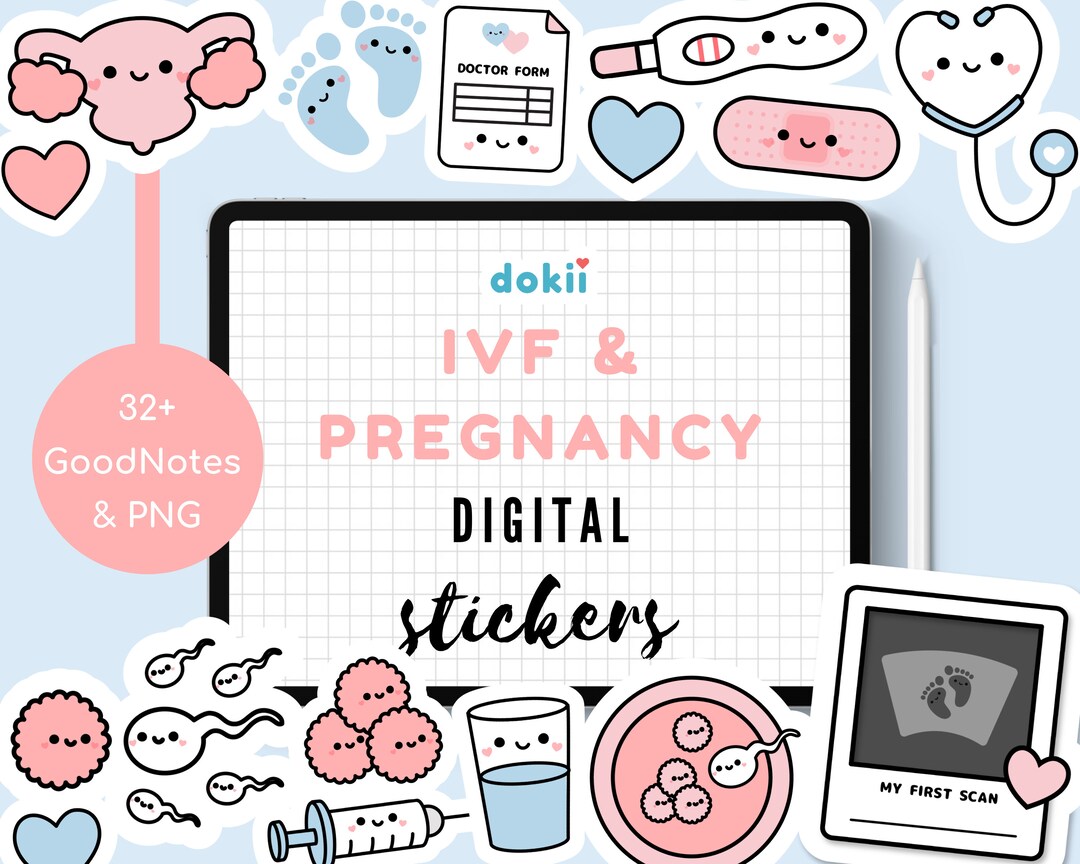 Kawaii IVF Pregnancy Digital Stickers Planner | Cute Baby IVF Planner ...