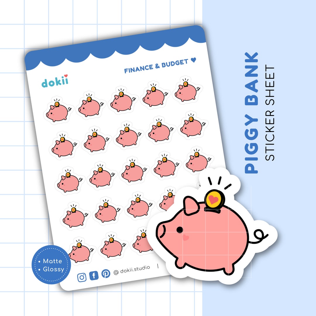 Kawaii Piggy Bank Sticker Sheet Cute Savings Planner Stickers Budget ...