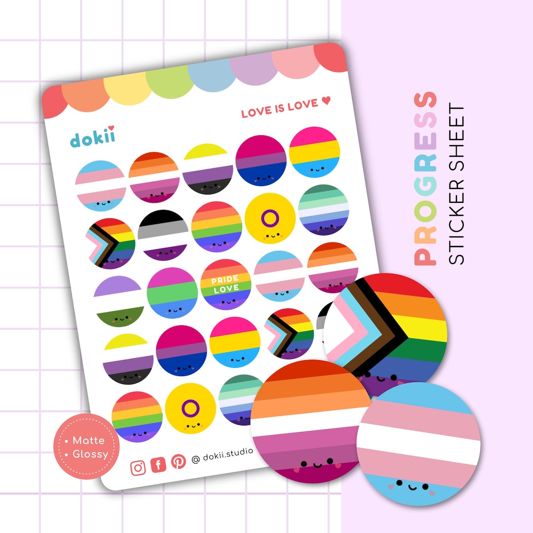 Pride Flag MIX Sticker Sheet | Cute LGBTQ+ Stickers Rainbow Flag Pride ...