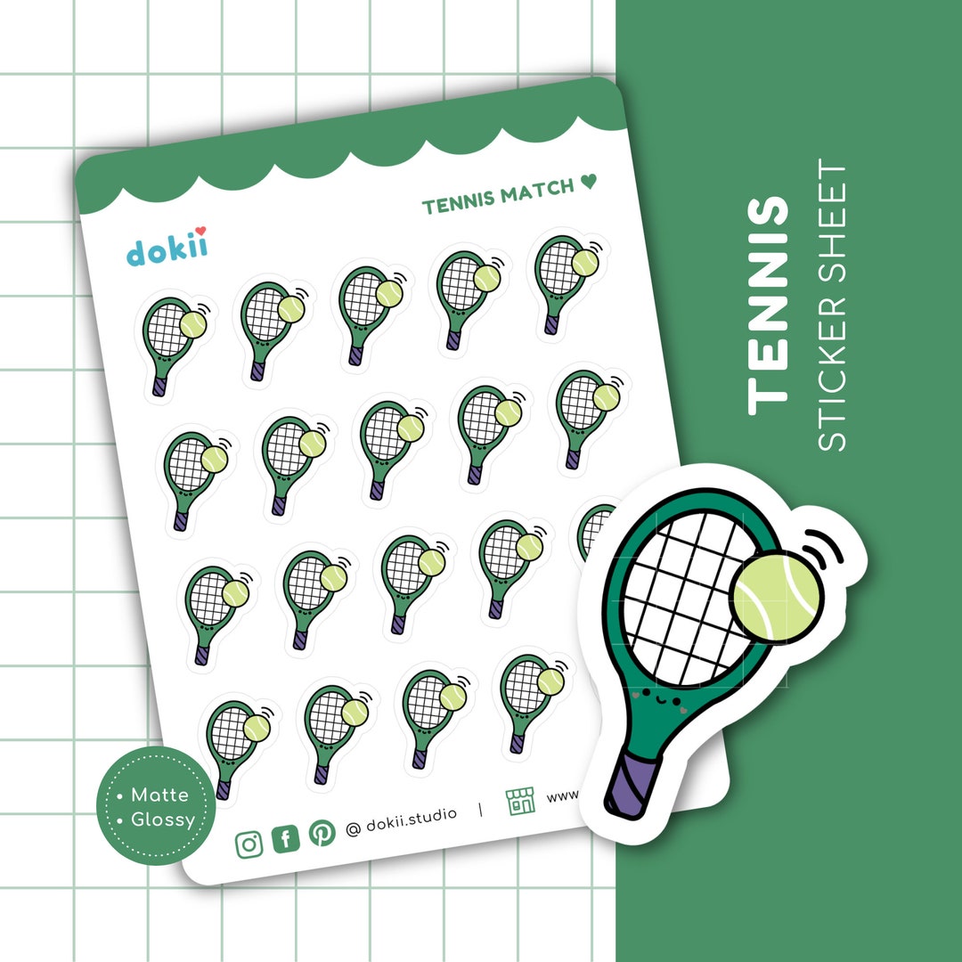 Kawaii Tennis Sticker Sheet | Cute Tennis Planner Stickers Sports ...