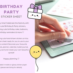 Cute Birthday Reminders Sticker Sheet | Kawaii Birthday Tracker ...