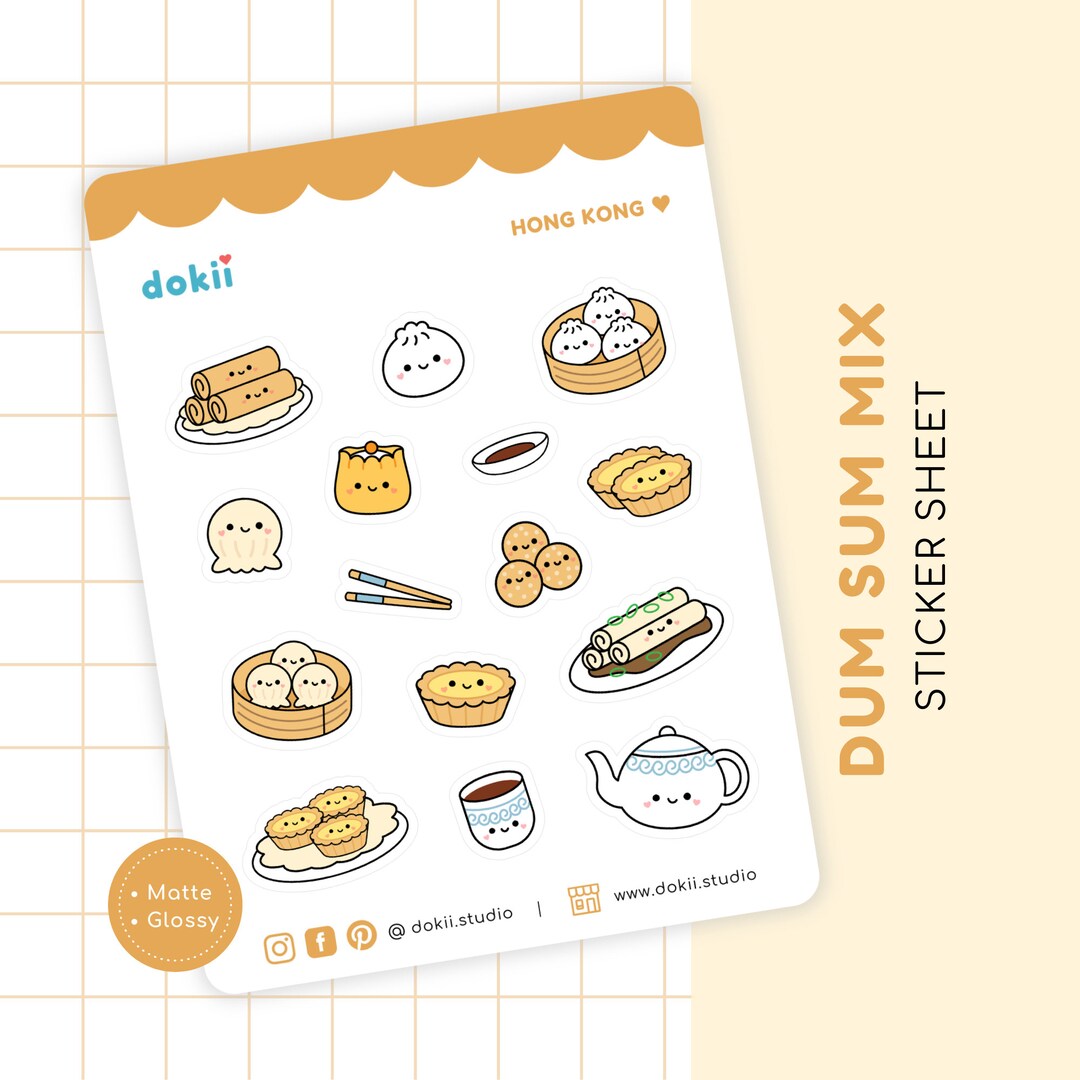 Kawaii Dim Sum Sticker Sheet | Cute Yum Cha Stickers Hong Kong Food ...
