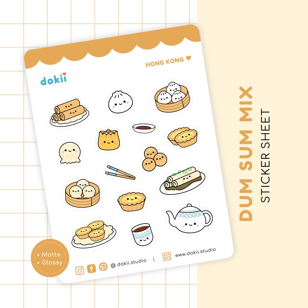 Kawaii Dim Sum Sticker Sheet Cute Yum Cha Stickers Hong Kong - Etsy