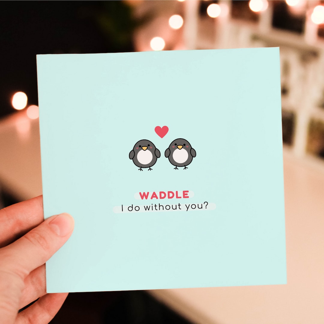 Cute Penguin Love Card | Funny Penguin Card Valentines Kawaii Penguin ...