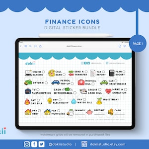 Cute Finance Icon Digital Sticker Bundle 42 Kawaii Money PNG Clipart ...