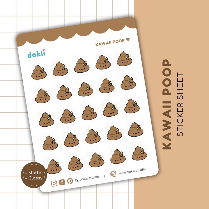 Kawaii Poop Sticker Sheet Cute Poop Stickers Potty Training Tracker ...