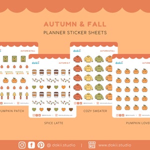 Kawaii Autumn Sticker Sheet | Cute Fall Planner Sticker October ...