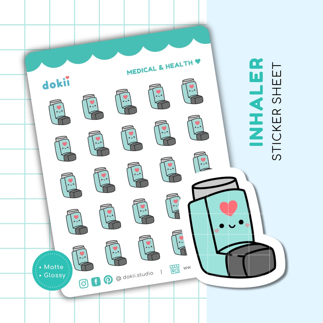 Inhaler Sticker Sheet | Cute Inhaler Planner Stickers Asthma Reliever ...