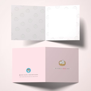Kawaii Dumpling Card Valentine's Day Card | Funny Steamed Bao Card ...