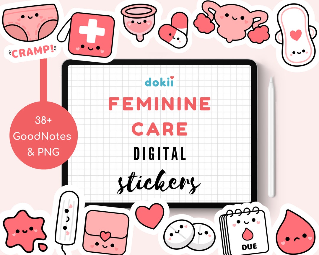 Kawaii Period Tracker Digital Stickers Planner | Cute Period Goodnotes ...