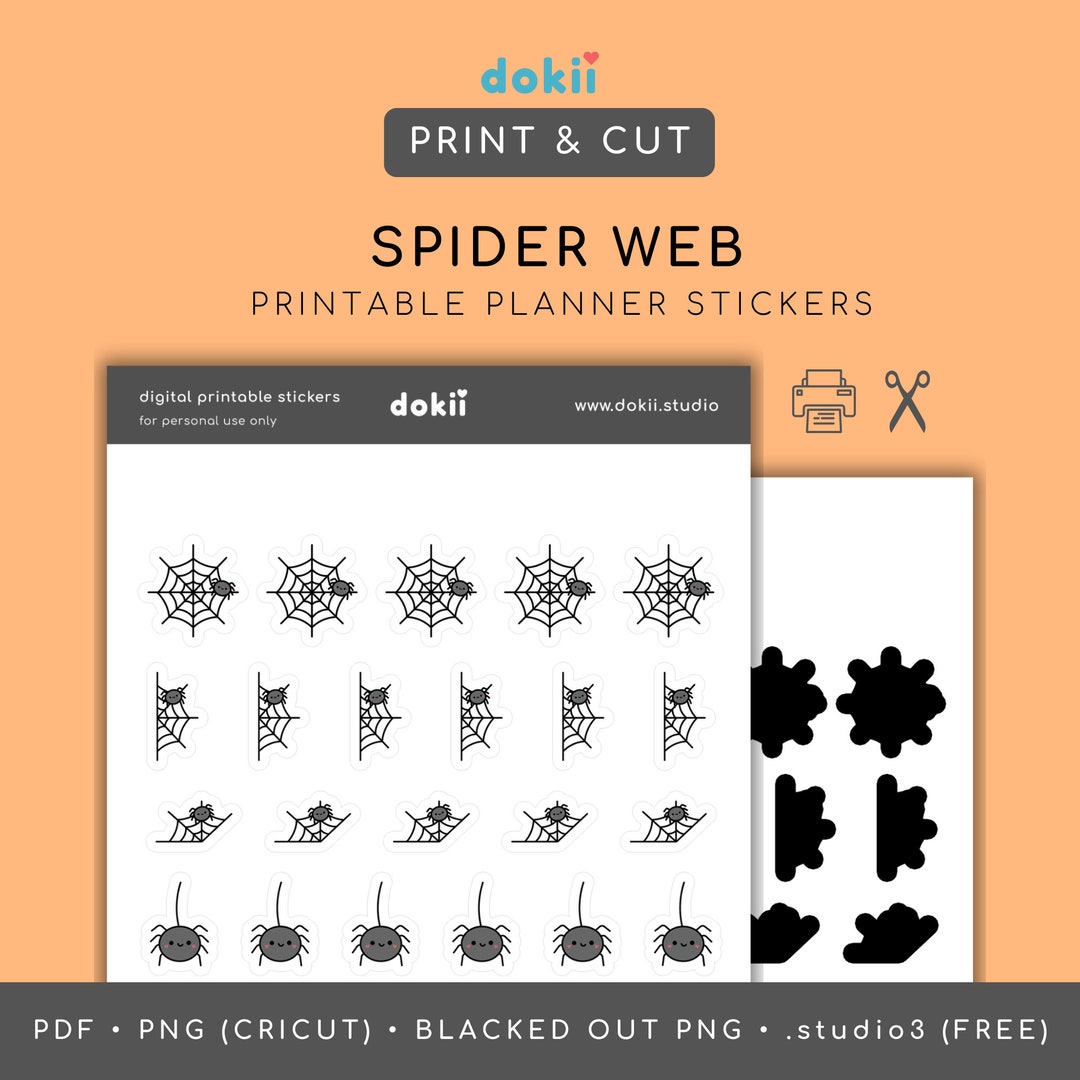 Cute Spider Web Printable Planner Stickers Kawaii Halloween Spider ...