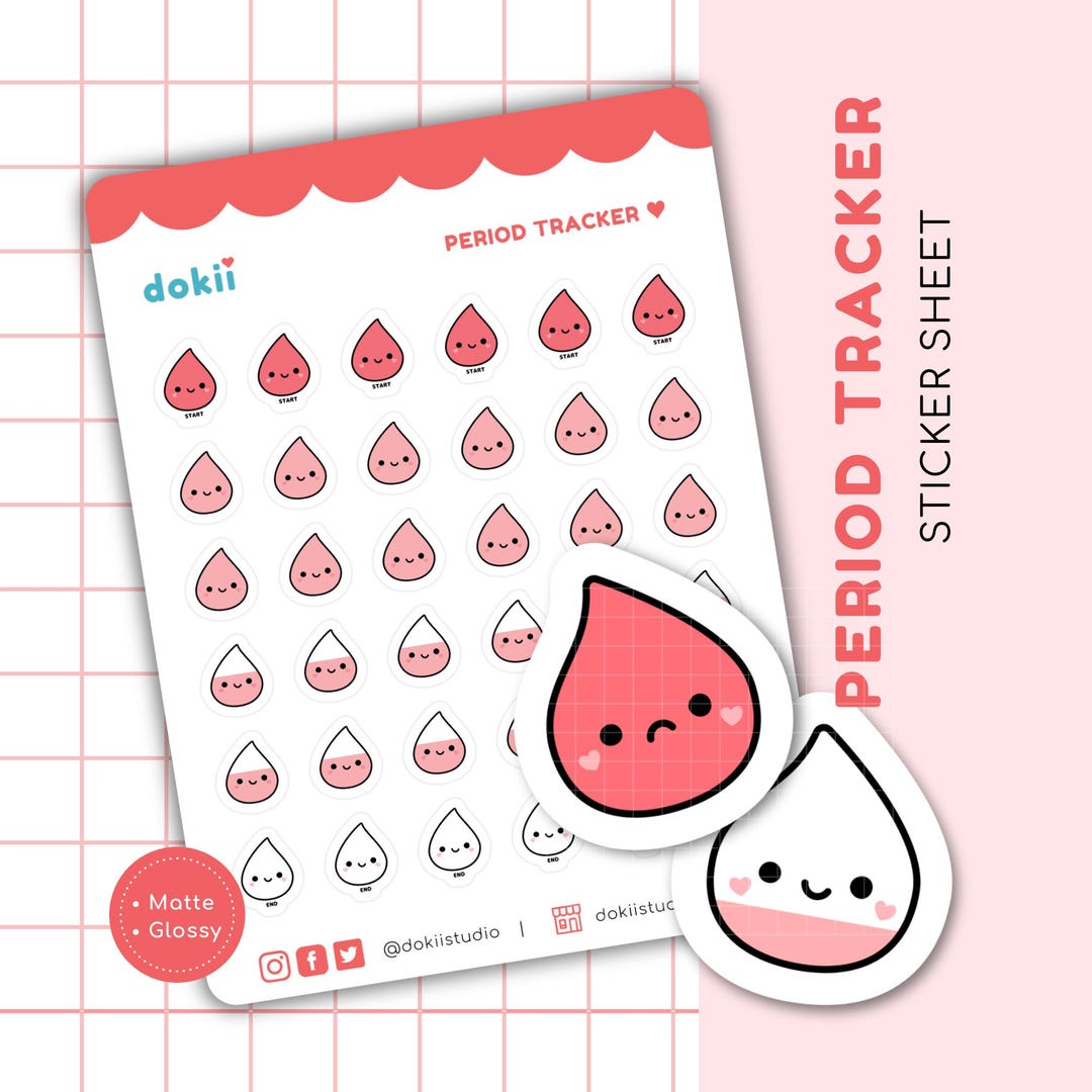 Cute Period Sticker Sheet | Kawaii Period Planner Stickers Period ...