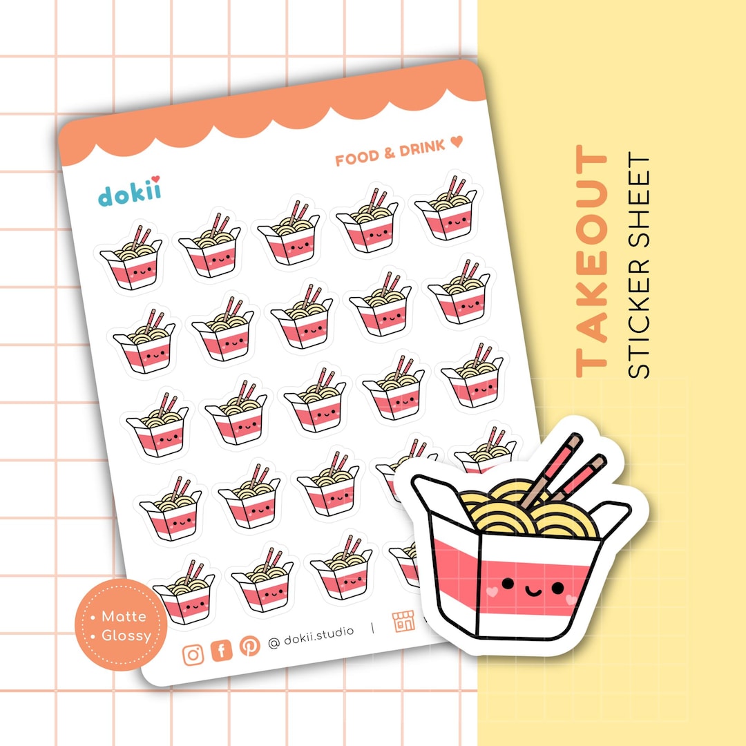 Cute Takeout Sticker Sheet | Chinese Takeaway Planner Stickers Chinese ...