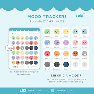 Mood Tracker Sticker Sheet | 36 Cute Emoji Stickers Mood Tracker Icon ...