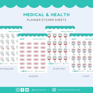 Kawaii Medical Planner Sticker Sheet | Cute Health Care Stickers Nurse ...