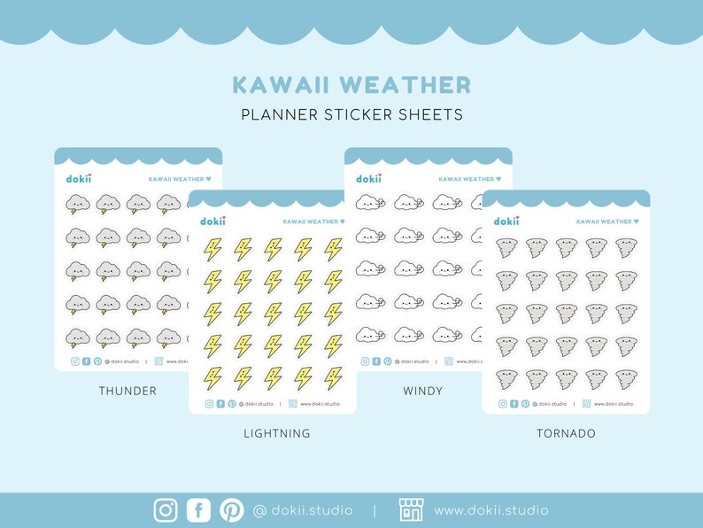 Light Rain Sticker Sheet | Cute Rainy Planner Sticker Weather Tracker ...