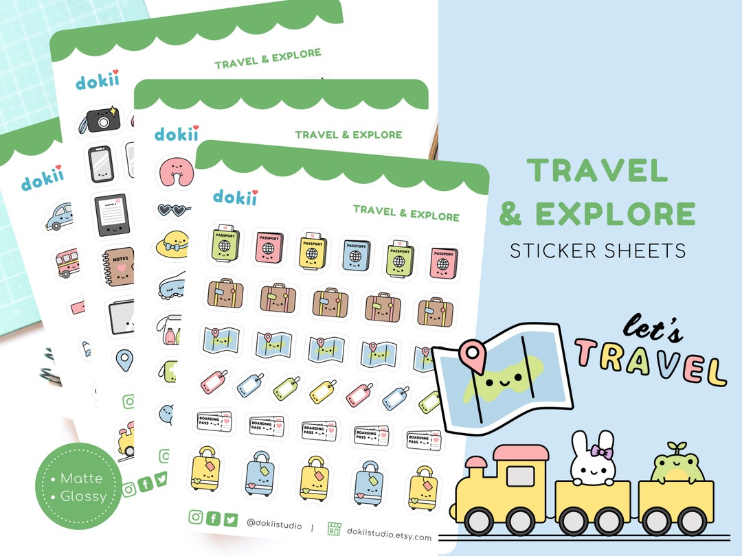 Cute Travel Planner Sticker Sheet | Holiday Stickers Travel Icons ...