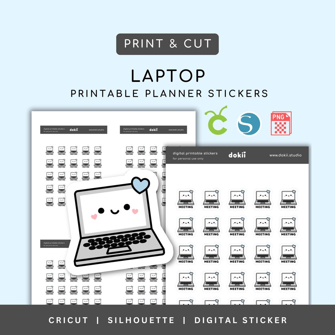 Cute Laptop Printable Planner Stickers | Kawaii Laptop Planner Stickers ...