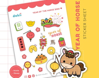2025 Year of Snake Sticker Sheet | Cute Lunar New Year Planner Sticker ...