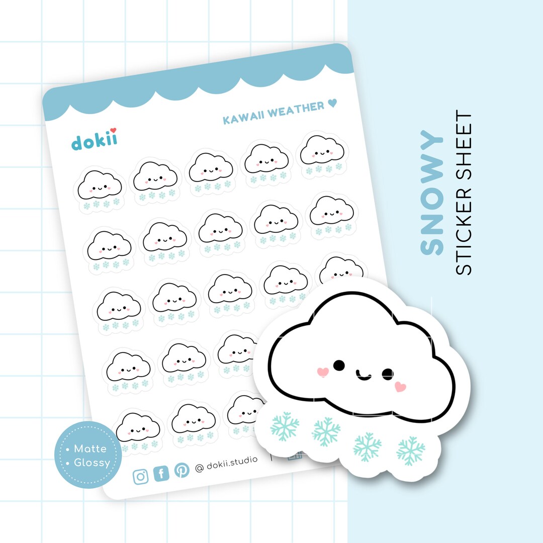 Snowy Sticker Sheet | Cute Snow Planner Sticker Weather Tracker Snow ...