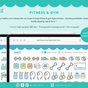 Kawaii Fitness & Gym Digital Sticker Pack Cute Workout Goodnotes ...
