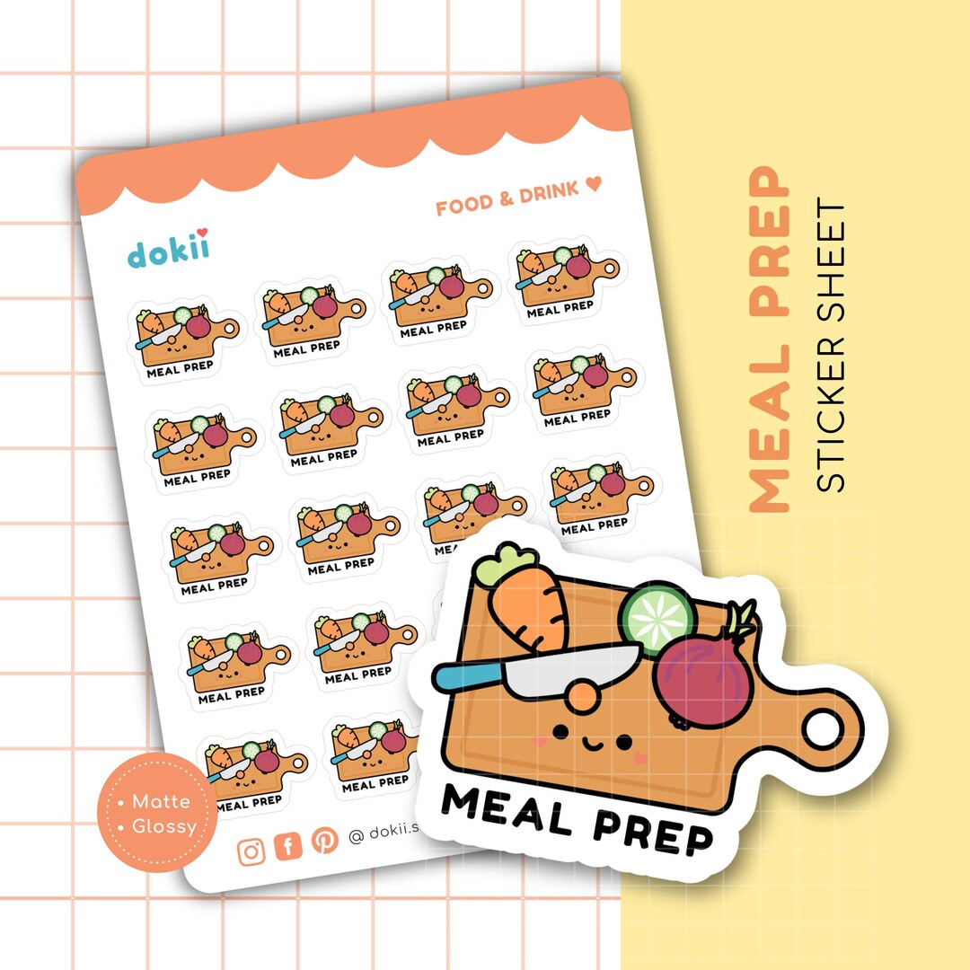 Cute Meal Prep Sticker Sheet | Kawaii Meal Planner Stickers Meal ...