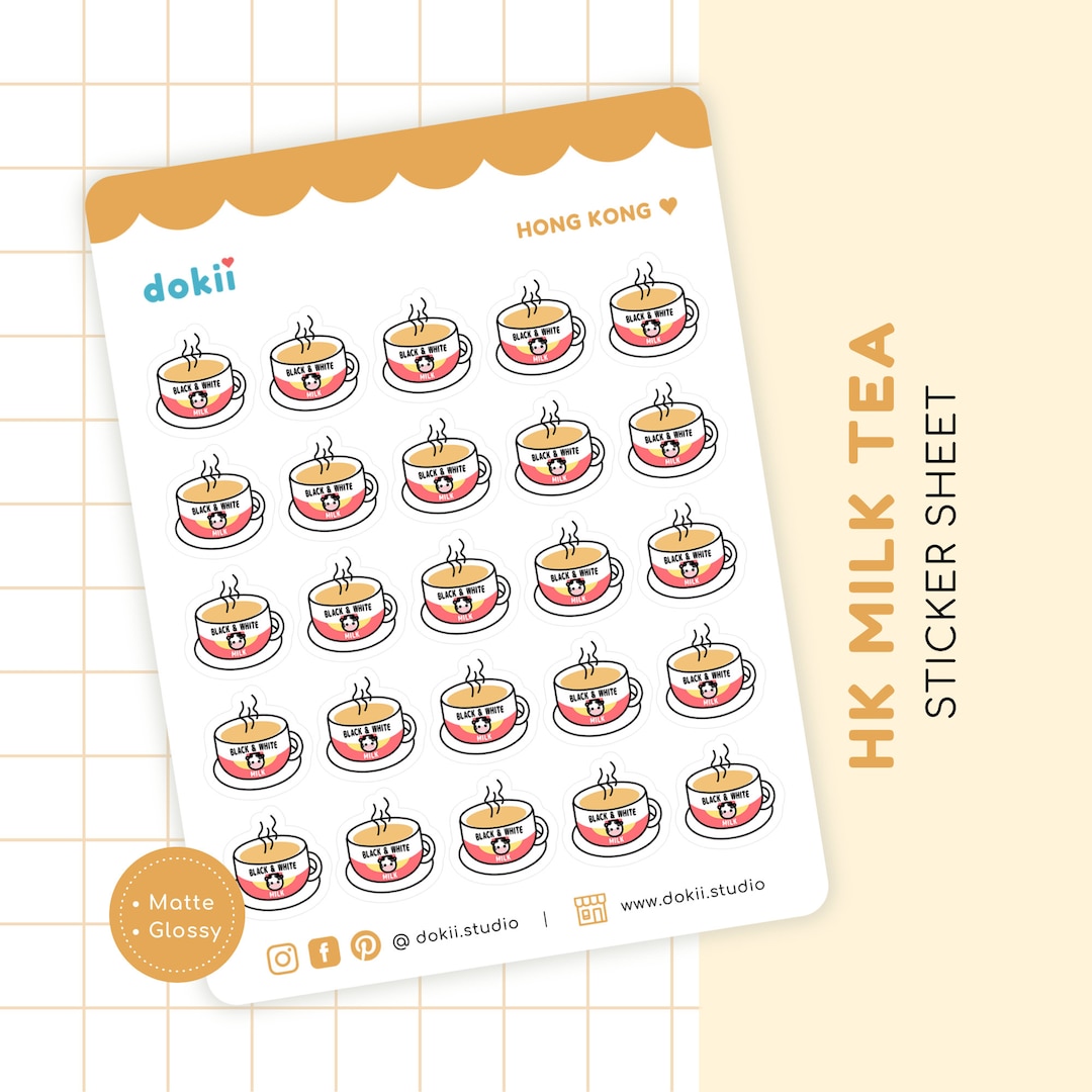 Hong Kong Milk Tea Sticker Sheet | Cute HK Milk Tea Planner Stickers ...