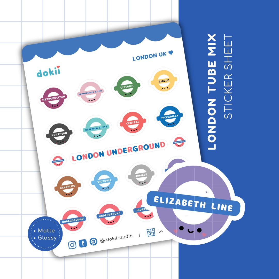 London Tube Line Sticker Sheet | London Transport Stickers Underground ...