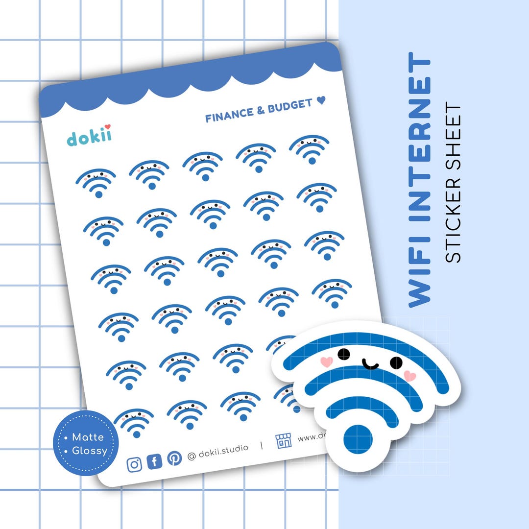 Cute Wifi Planner Stickers | Internet Planner Stickers Wifi Icon ...
