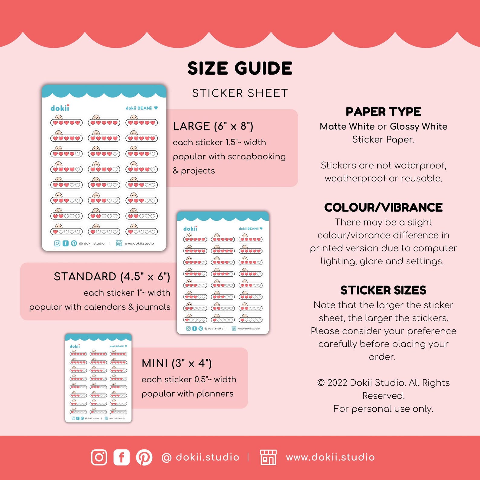 Cute Heart Rating Sticker Sheet | Kawaii Heart Planner Sticker Star ...