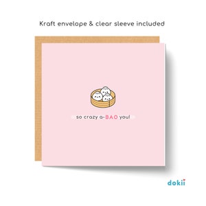 Kawaii Dumpling Card Valentine's Day Card | Funny Steamed Bao Card ...