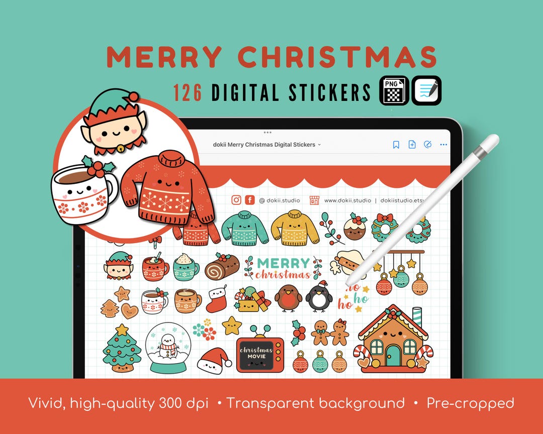126 Cute Christmas Digital Sticker Bundle | Merry Christmas Goodnotes ...