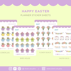 Happy Easter Sticker Sheet | Cute Easter Planner Sticker April, Easter ...