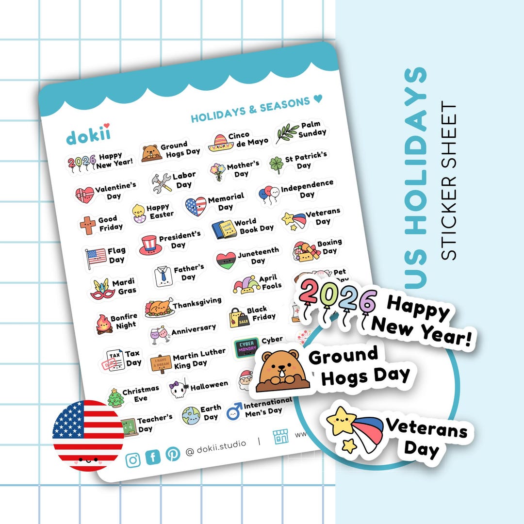 39 Cute USA Yearly Events Planner Stickers 2026 US Calendar Stickers ...