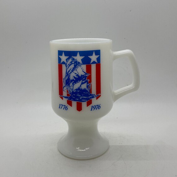 1776-1976 US Bicentennial Milk Glass Pedestal Mug Eagle - Etsy