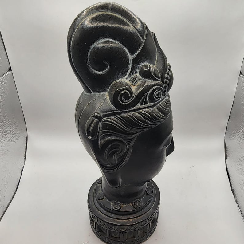 Black Head Bust Female Buddha Princess Rare MCM Vintage - Etsy