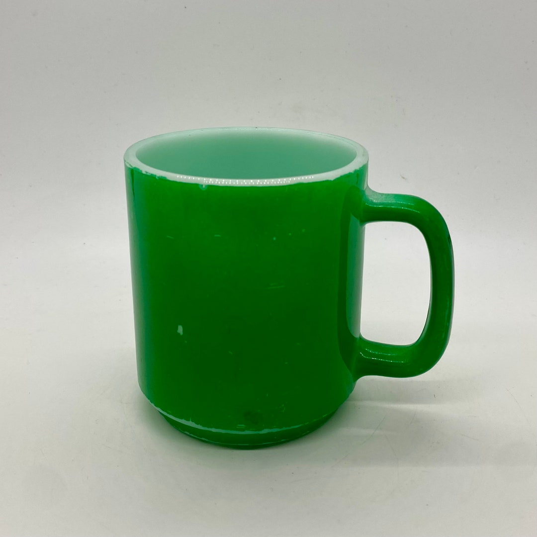 Emerald Milk Glass Mug With D Handle Vintage Scarce - Etsy