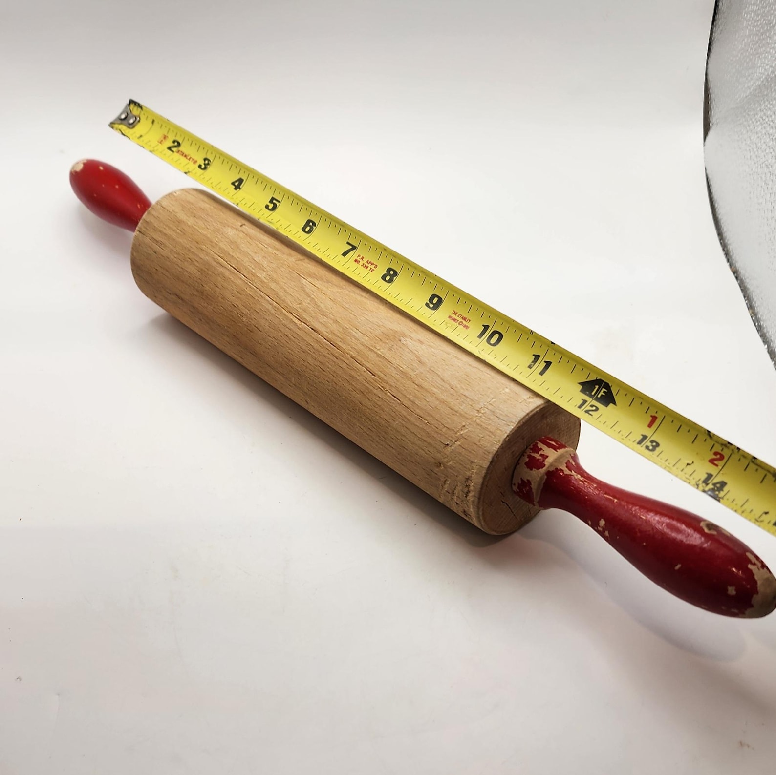 Wood 16" Primitive Rustic Rolling Pin Red Wood Handles Vintage - Etsy
