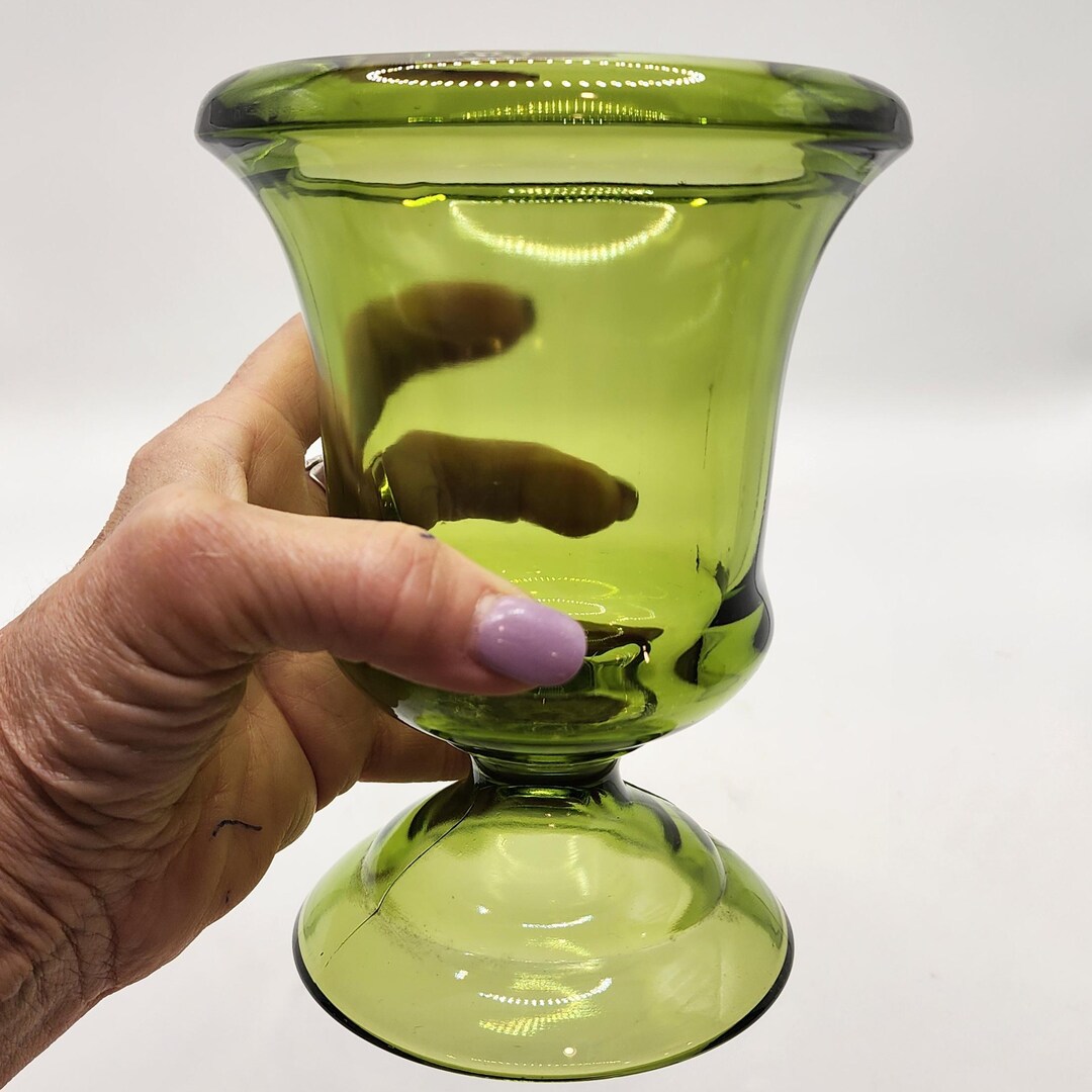 1970’s Olive Green Glass Liberty Bell Pedestal MCM Vase Vintage - Etsy