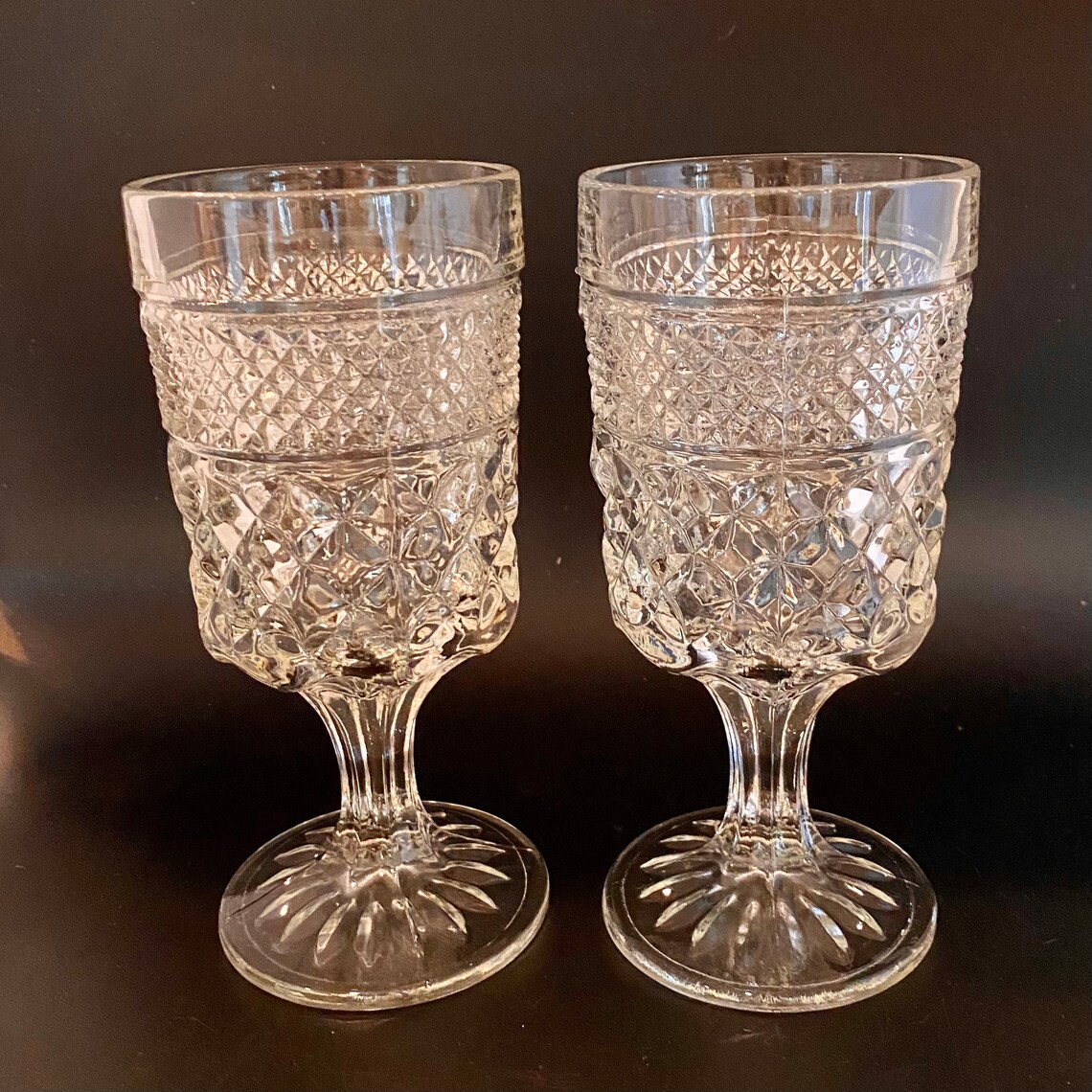 Anchor Hocking Wexford Clear Glass Set of Two Goblets Stemware | Etsy