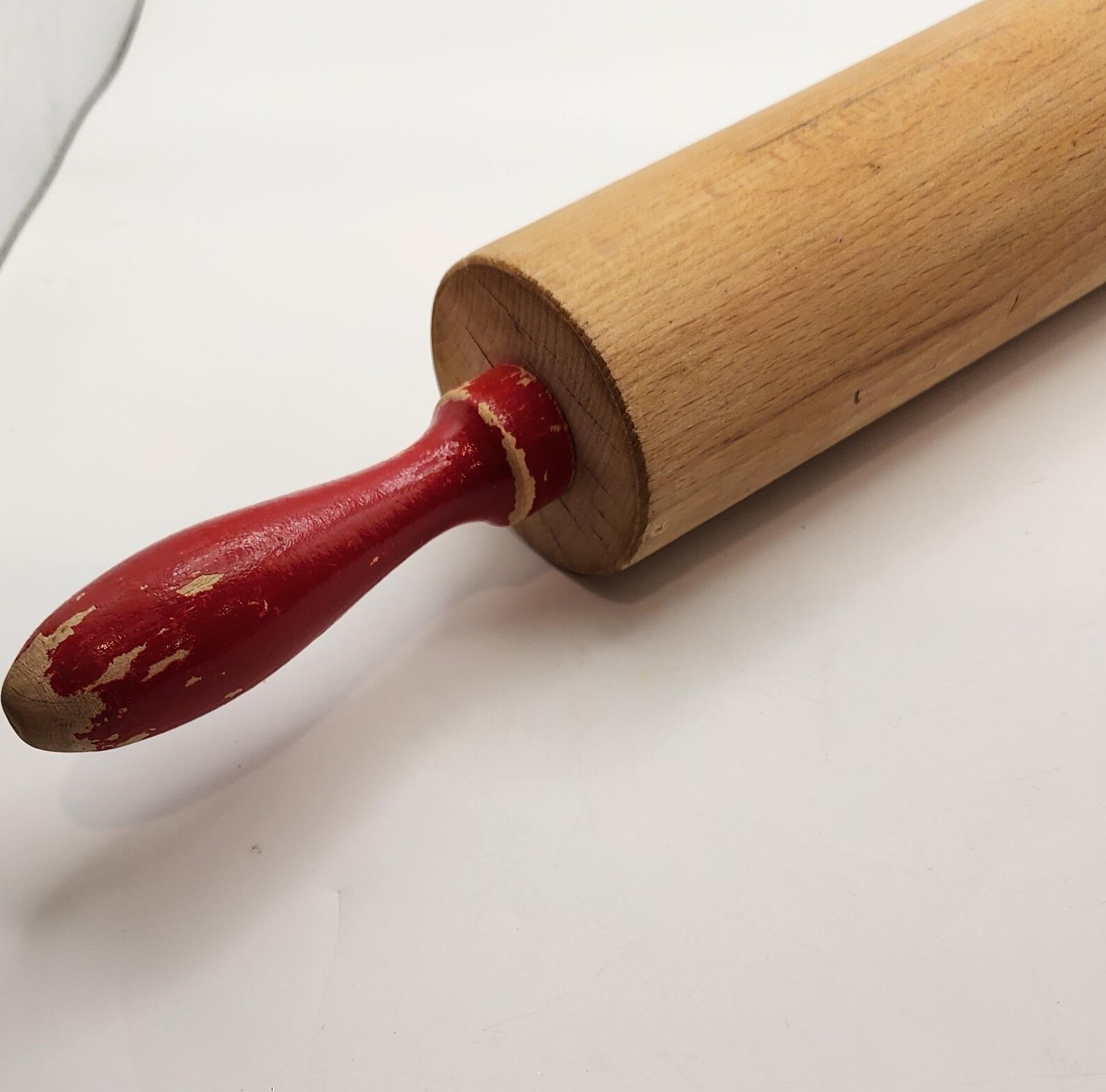 Wood 16" Primitive Rustic Rolling Pin Red Wood Handles Vintage - Etsy