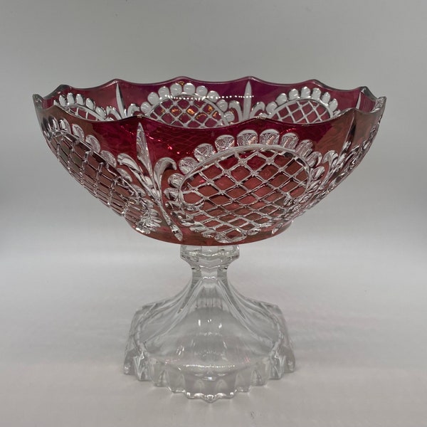 Red Glass Compote - Etsy