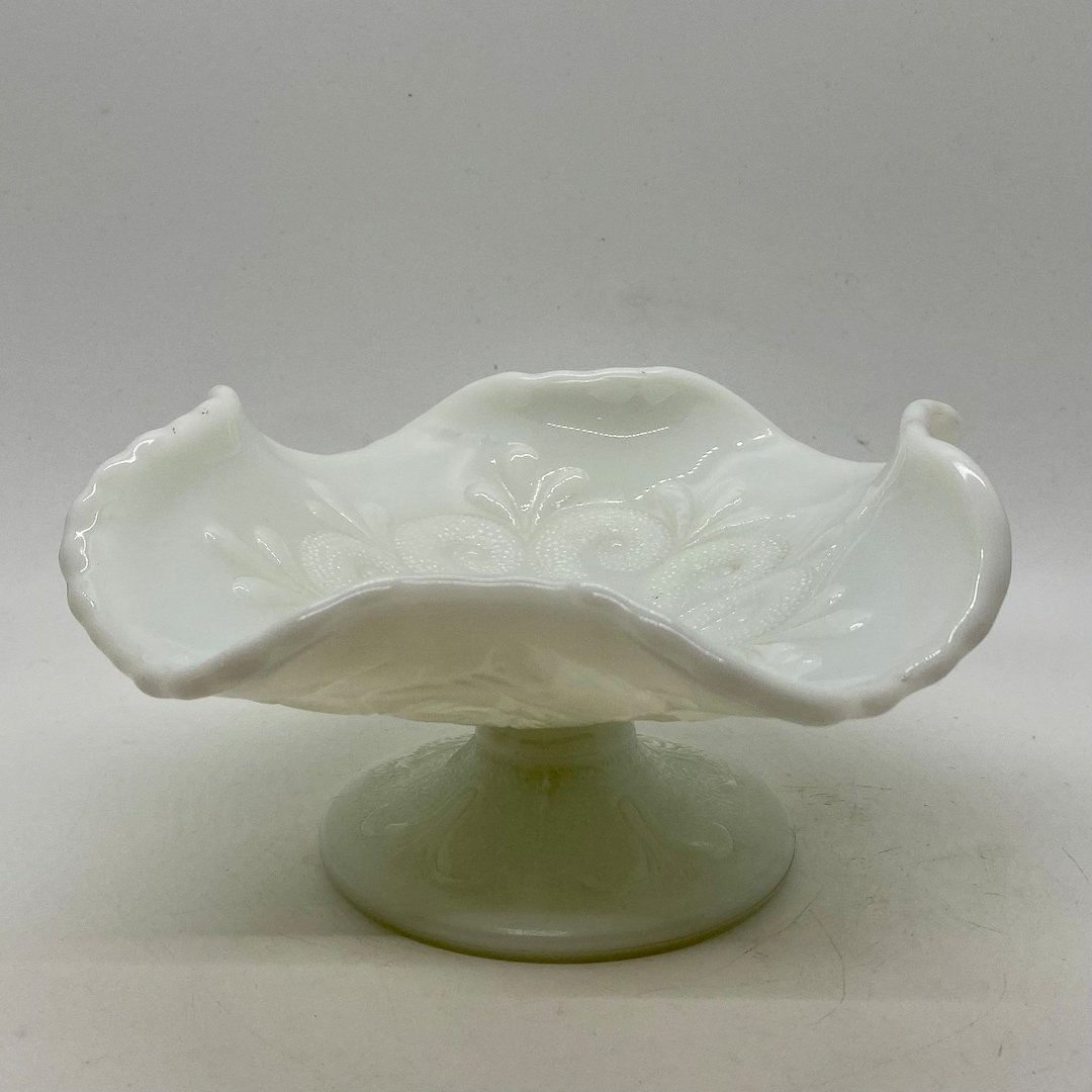 LG Wright / Dugan Milk Glass Question Marks Card Receiver Vintage Pre ...